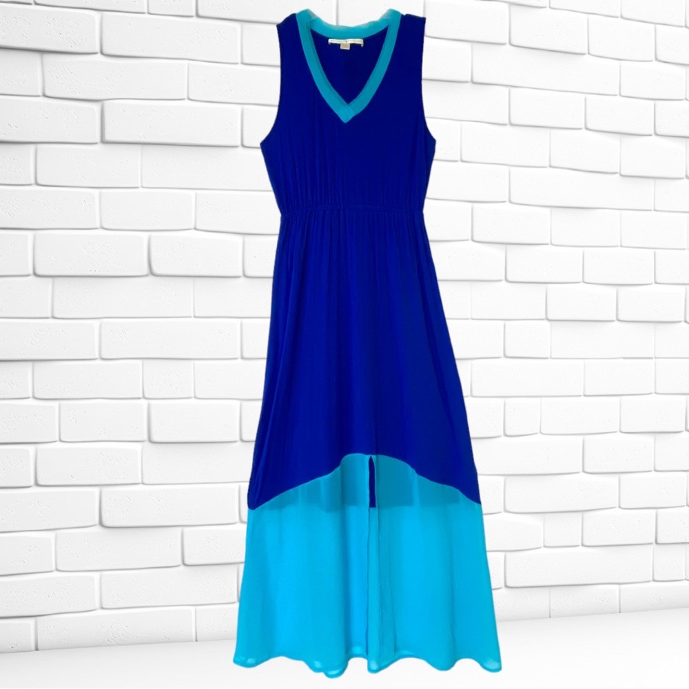 Boston Proper Small Maxi Dress Color Block Blues V-Ne… - Gem